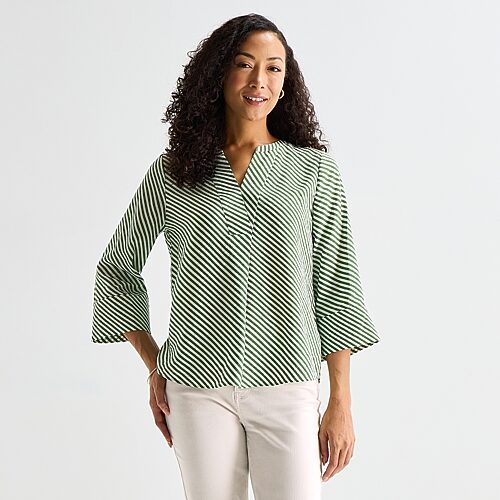 Click here for Liz Claiborne Womens Split Crew Neck 3/4 Sleeve Tu... prices