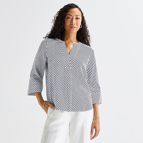 Click here for Liz Claiborne Womens Split Crew Neck 3/4 Sleeve Tu... prices