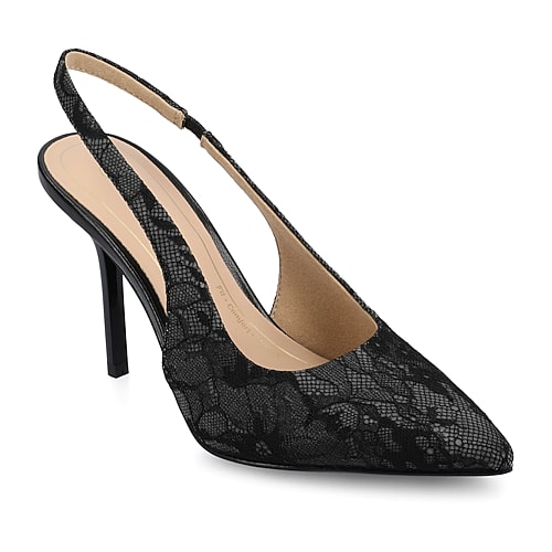 Journee Collection Womens Elenney Pointed Toe Slingback Pumps - Black Lace