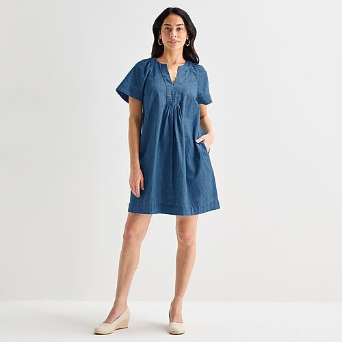 Click here for St. Johns Bay Womens Tall Midi Split Crew Neck Sho... prices