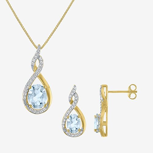 Click here for Gemstone 14K Gold Over Silver 2-pc. Oval Jewelry S... prices