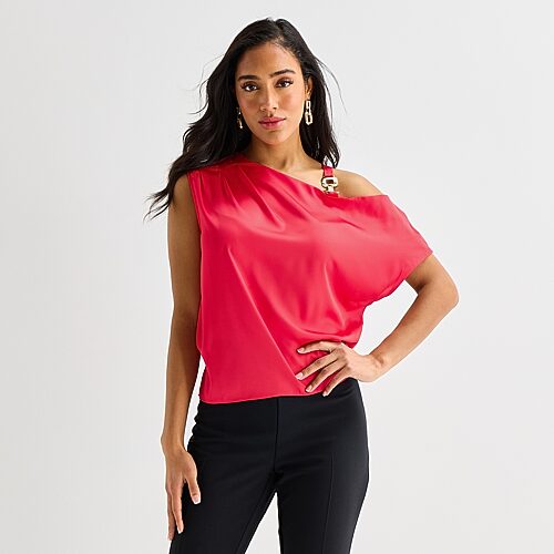Click here for Bold Elements Womens Asymmetrical Neck Short Sleev... prices