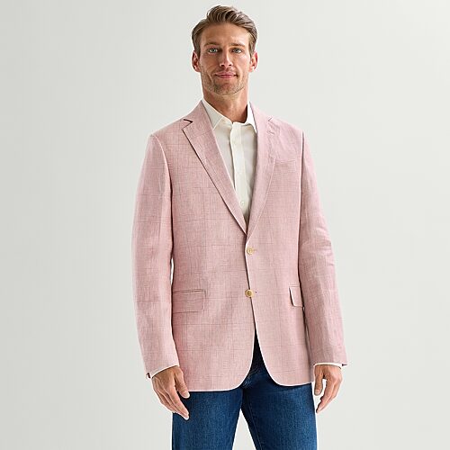 Click here for Stafford Linen Cotton Blend Mens Plaid Classic Fit... prices