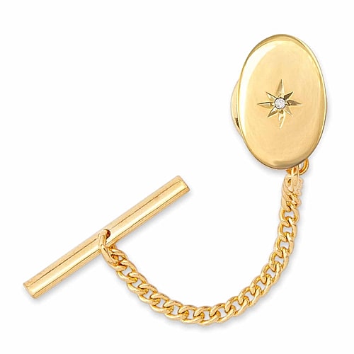 Click here for Gold-Plated Polished Tie Tack with Star and Diamon... prices