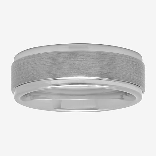 Click here for Mens 8mm Comfort-Fit Ring in Tungsten  14  White prices