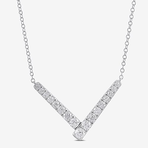 Click here for Womens White Diamond Sterling Silver 17 Inch Chevr... prices