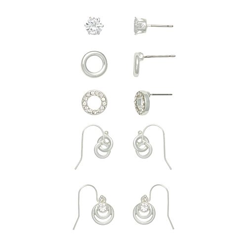 Click here for Mixit Womens Cubic Zirconia Round 5 Pair Earring S... prices