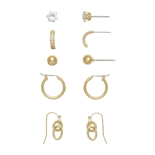 Mixit Womens 5 Pair Earring Set  One Size  Gray