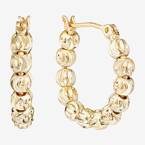 Click here for Athra 14kt. Gold Over Brass Beaded Hoop Earrings prices