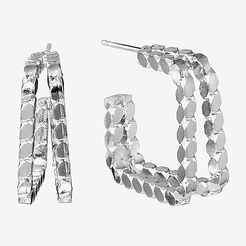 Click here for Silver Reflections Double Womens 20.1mm Square Hoo... prices