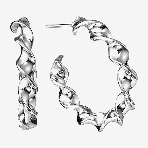 Click here for Silver Reflections Twisted Womens 29.4mm Hoop Earr... prices