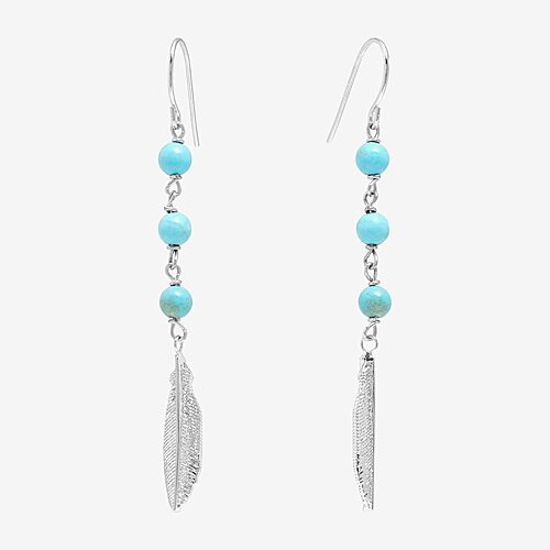 Click here for Sparkle Allure Feather Womens Turquoise Howlite Pu... prices