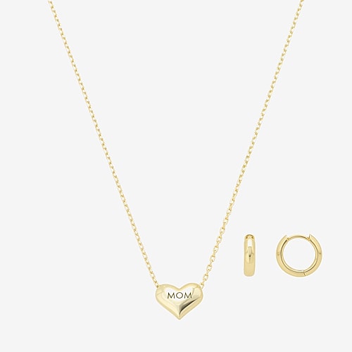 Click here for Footnotes Mom Womens 14K Gold Over Brass Heart 2-p... prices