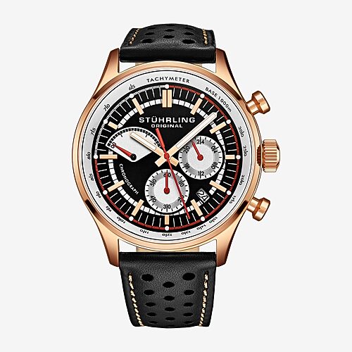 Click here for Stuhrling Mens Black Leather Strap Watch 934.03  O... prices