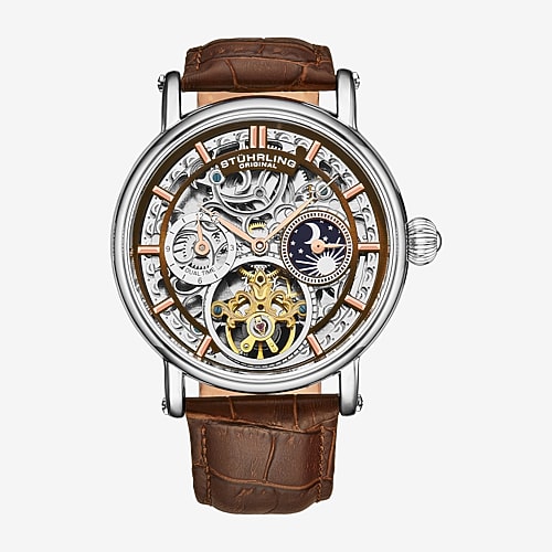 Click here for Stuhrling Mens Automatic Brown Leather Strap Watch... prices