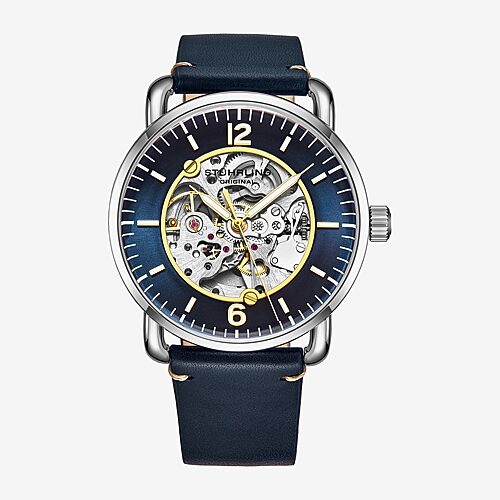 Click here for Stuhrling Mens Automatic Blue Leather Strap Watch... prices