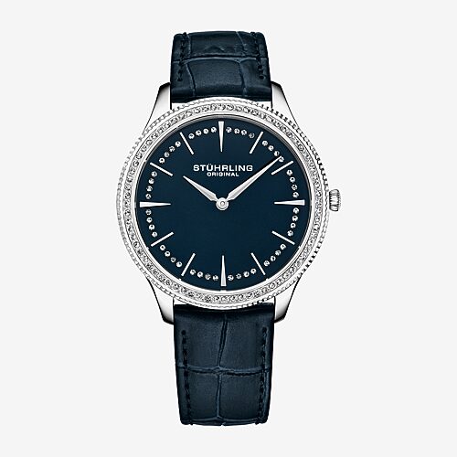 Click here for Stuhrling Womens Blue Leather Strap Watch 3985.2... prices