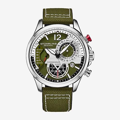 Click here for Stuhrling Mens Green Leather Strap Watch 4029.3  O... prices