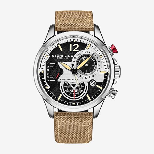 Click here for Stuhrling Mens Beige Leather Strap Watch 4029.1  O... prices