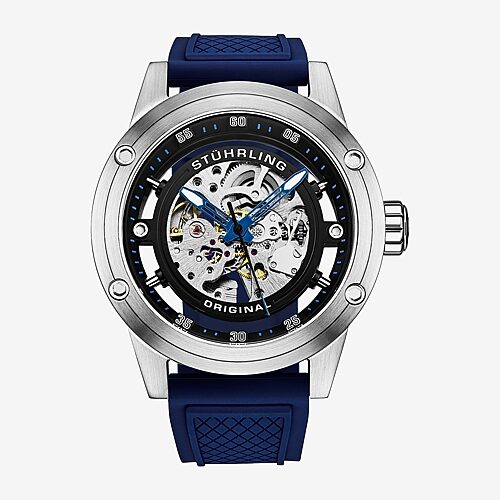 Click here for Stuhrling Mens Automatic Blue Strap Watch 4034.4... prices
