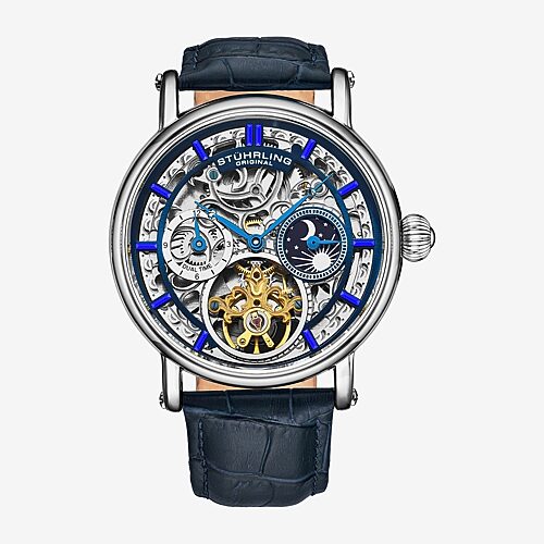 Click here for Stuhrling Mens Automatic Blue Leather Strap Watch... prices