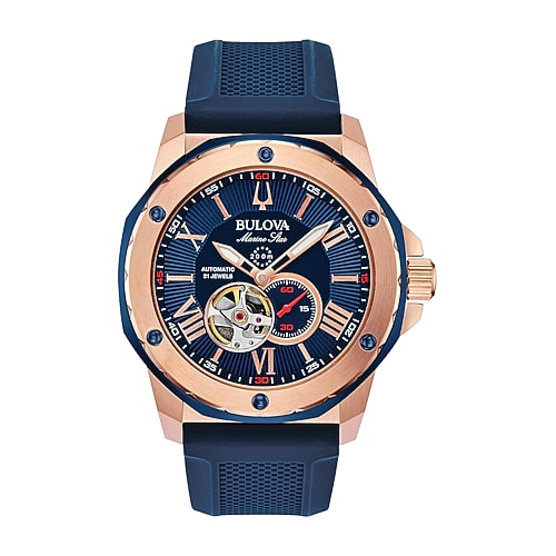 Click here for Bulova Marine Star Mens Rose Gold Plated Stainless... prices