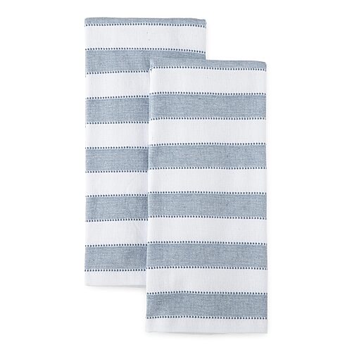 Click here for Chambray Stripe Dual Purpose 2-pc Kitchen Towel Se... prices