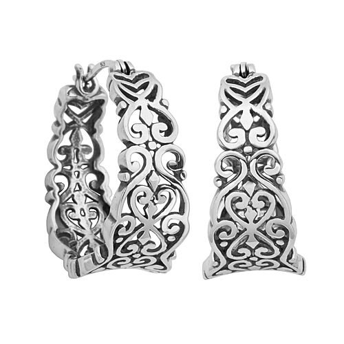 Click here for Sterling Silver Filigree Hoop Earrings  One Size... prices