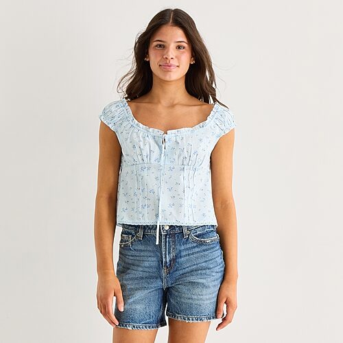 Click here for Arizona Womens Juniors Square Neck Short Sleeve Ba... prices