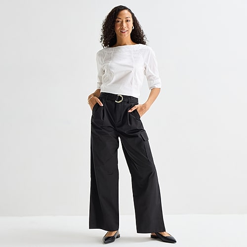 Click here for Liz Claiborne Womens Belted Wide Leg Cropped Pant... prices