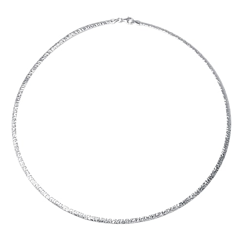 Click here for Sterling Silver Diamond-Cut Omega Necklace  One Si... prices
