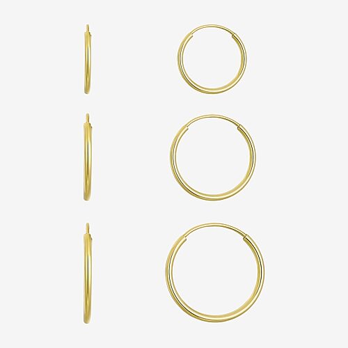 Click here for 10mm  12mm  14mm Hoop 14K Gold 3 Pair Earring Set... prices