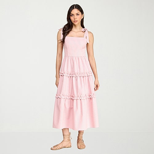 Click here for City Triangle Womens Juniors Midi Sleeveless Gingh... prices