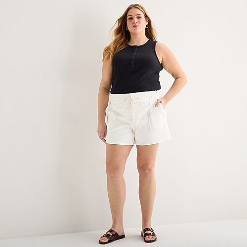 Click here for a.n.a Utility Womens Plus 5 Highest Rise Denim Sho... prices