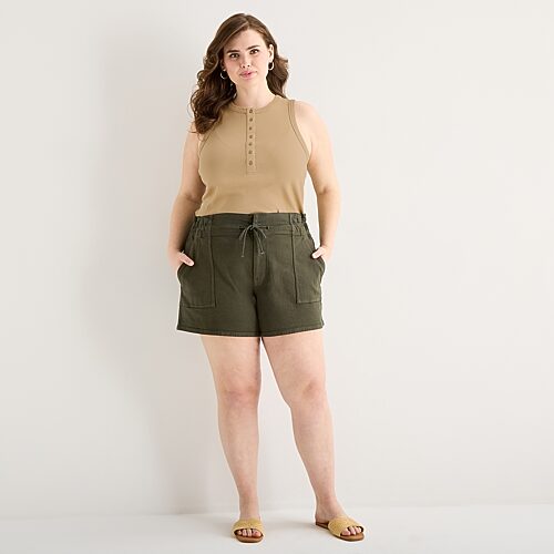 Click here for a.n.a Utility Womens Plus 5 Highest Rise Denim Sho... prices