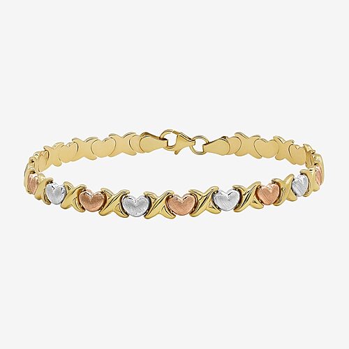 Click here for Hearts & Kisses Womens 10K Tri-Color Gold Hollow H... prices