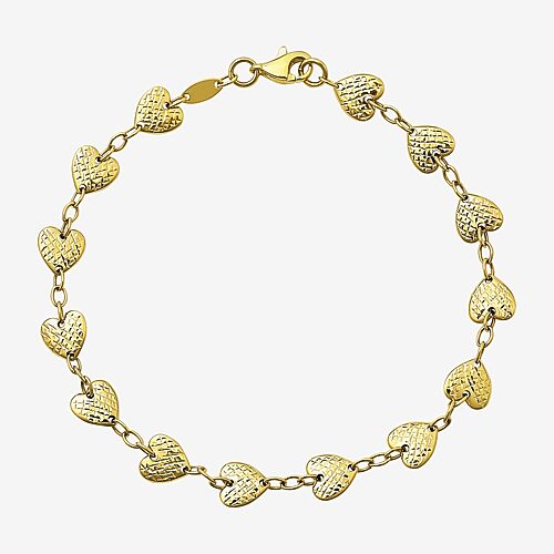 Click here for Womens 10K Gold Heart Charm Bracelet  One Size prices