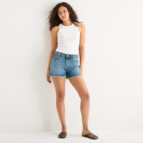 Click here for a.n.a Womens Mid Rise 3 Denim Short  14  Blue prices