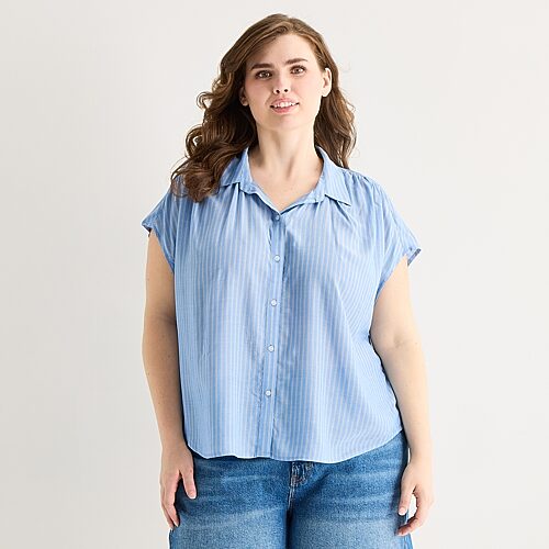 Click here for A.N.A Womens Plus Short Sleeve Blouse  1x  Blue prices