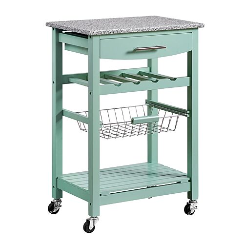 Roger Granite Top Kitchen Island  One Size  Green