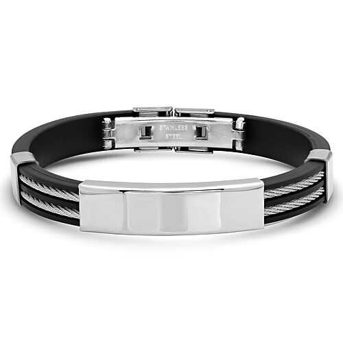 Click here for Steeltime Mens Stainless Steel Id Bracelet  One Si... prices
