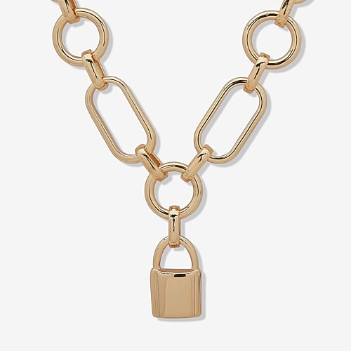 Click here for Worthington Gold Tone Lock Womens 17 Inch Pendant... prices