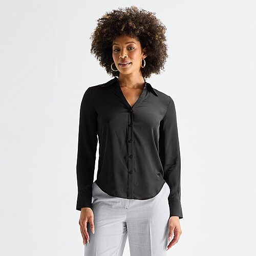 Click here for Worthington Womens Long Sleeve Slim Fit Blouse  Pe... prices