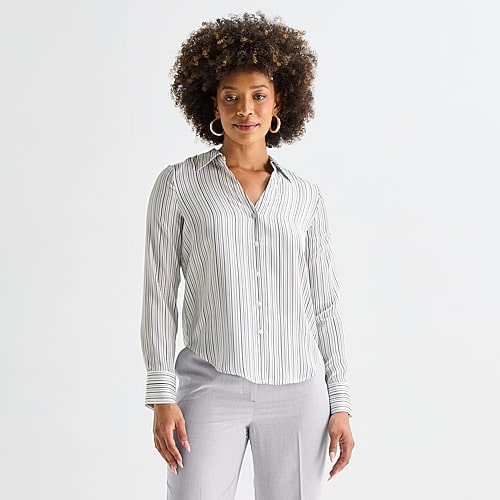 Click here for Worthington Womens Cuffed Long Sleeve Slim Fit But... prices