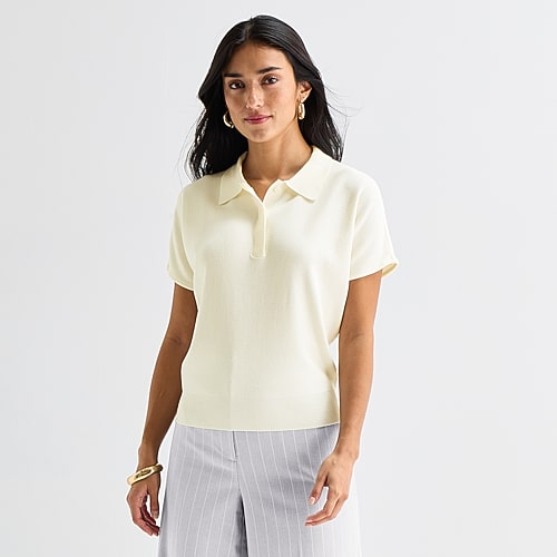 Click here for Worthington Womens V Neck Short Sleeve Polo Sweate... prices