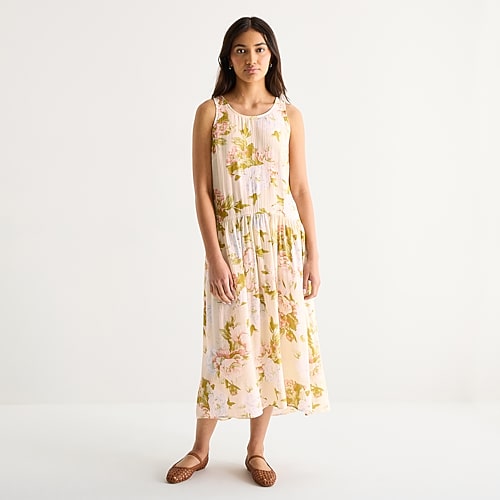 Click here for a.n.a Womens Sleeveless U Neck Floral Midi Drop Wa... prices