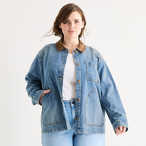 Click here for a.n.a Womens Plus Denim Lightweight Jacket  0x  Bl... prices