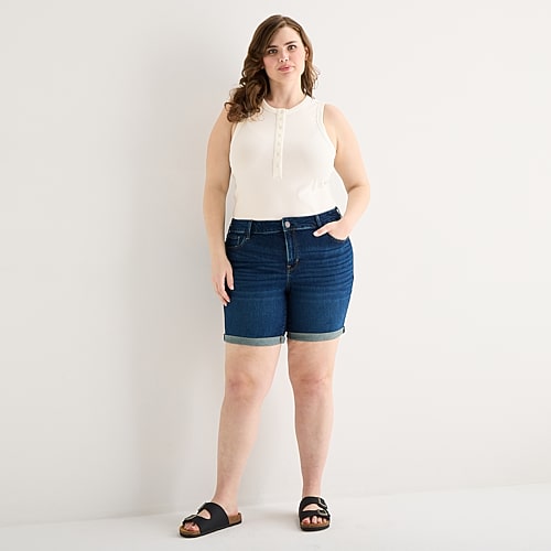 Click here for a.n.a Womens Plus High Rise 5 Denim Short  20w  Bl... prices