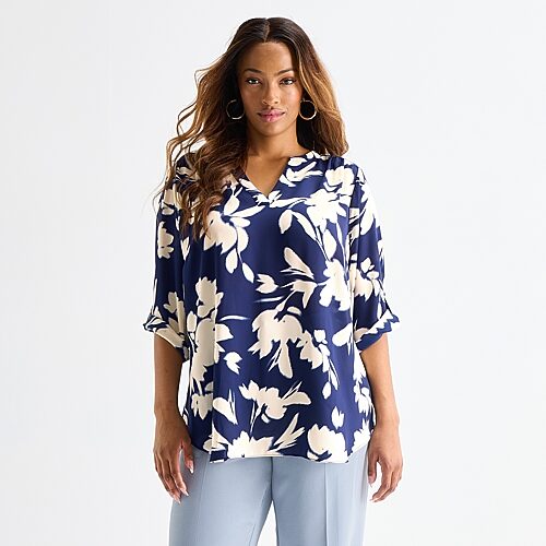 Click here for Worthington Womens Plus Split Crew Neck 3/4 Sleeve... prices