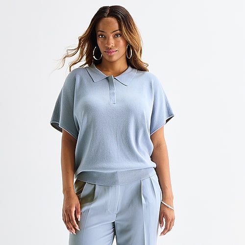 Click here for Worthington Plus Womens Short Sleeve Polo Sweater... prices